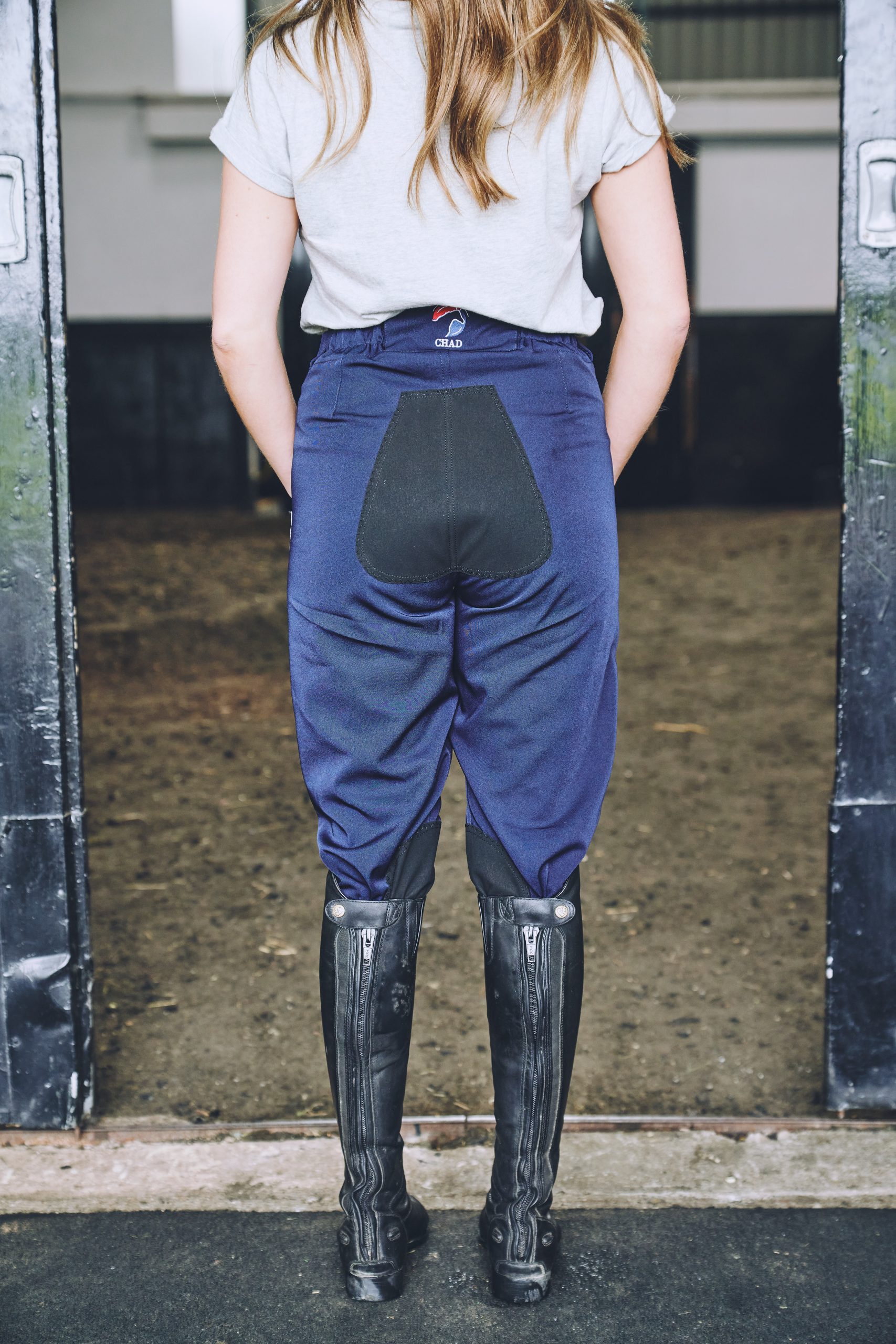 Summer Cotton Breeches - Navy with Black Patches - Chad Equestrian